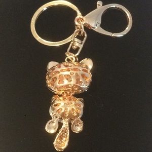 Accessories | Red Crystal Cat Keychain Goldtone W Pav Crystals | Poshmark